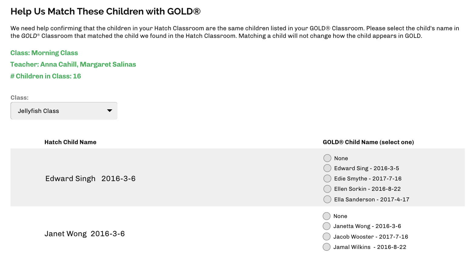 [Teachers] Matching Children to GOLD® – Hatch Support
